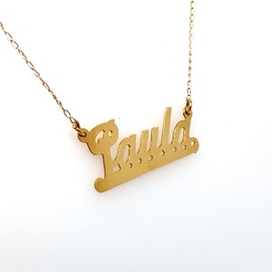 Vintage 14K Yellow Gold "paula" Script Name Charm Necklace - Etsy