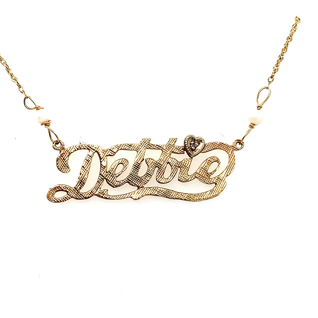 Vintage 14K Yellow Gold "debbie" Script Name Plate Necklace - Etsy