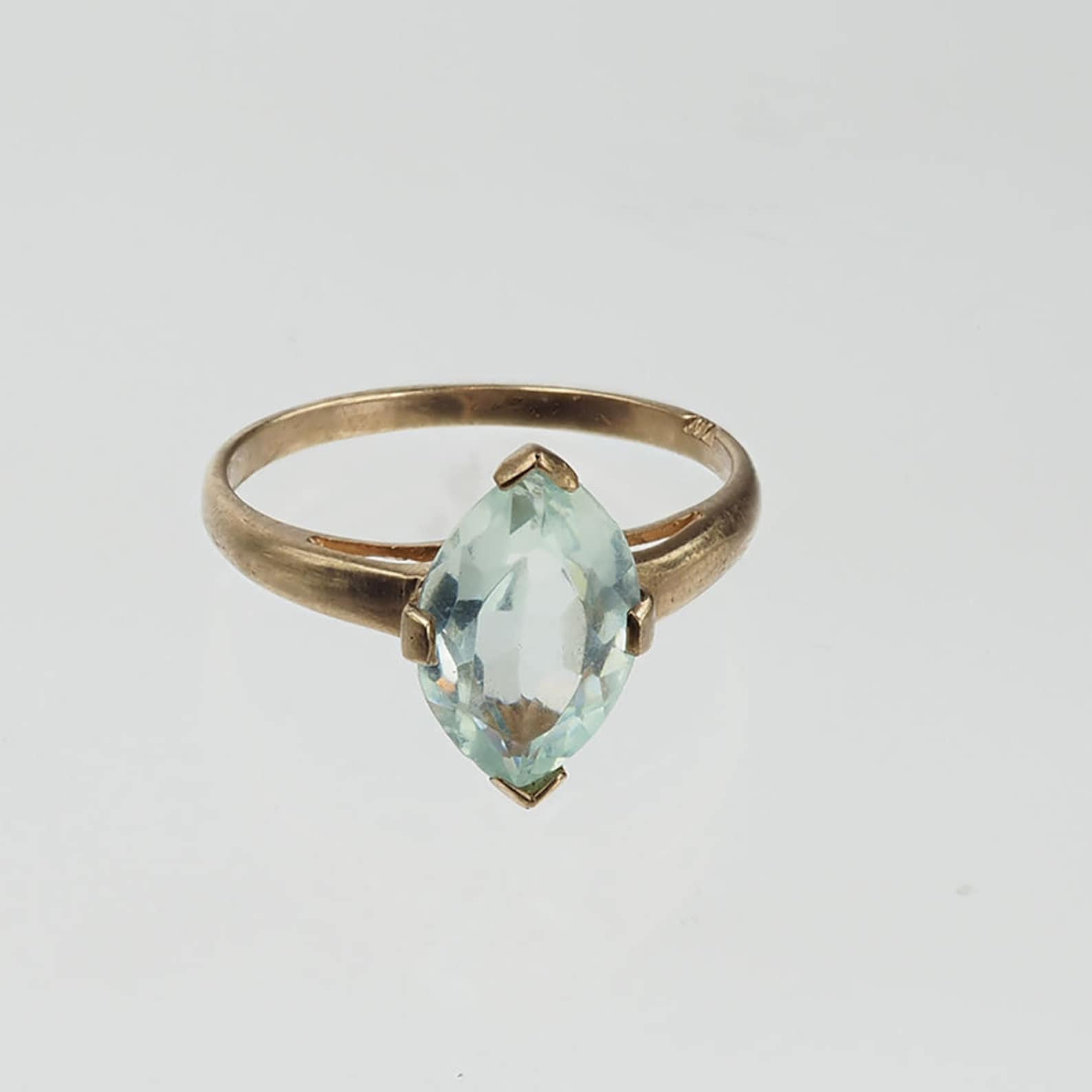 Vintage 1940s 10k Gold Light Blue Stone Ring - Etsy