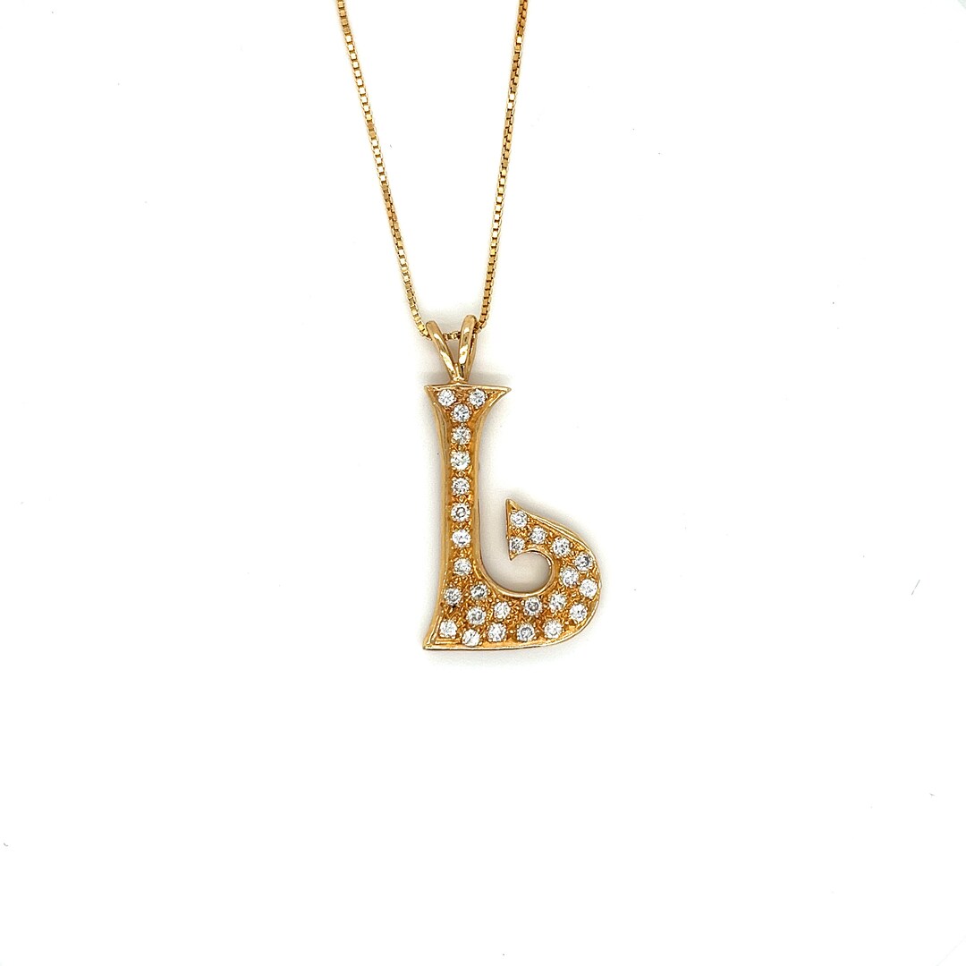 Vintage 14k Yellow Gold Large Pave Diamond Letter L Pendant Necklace - Etsy