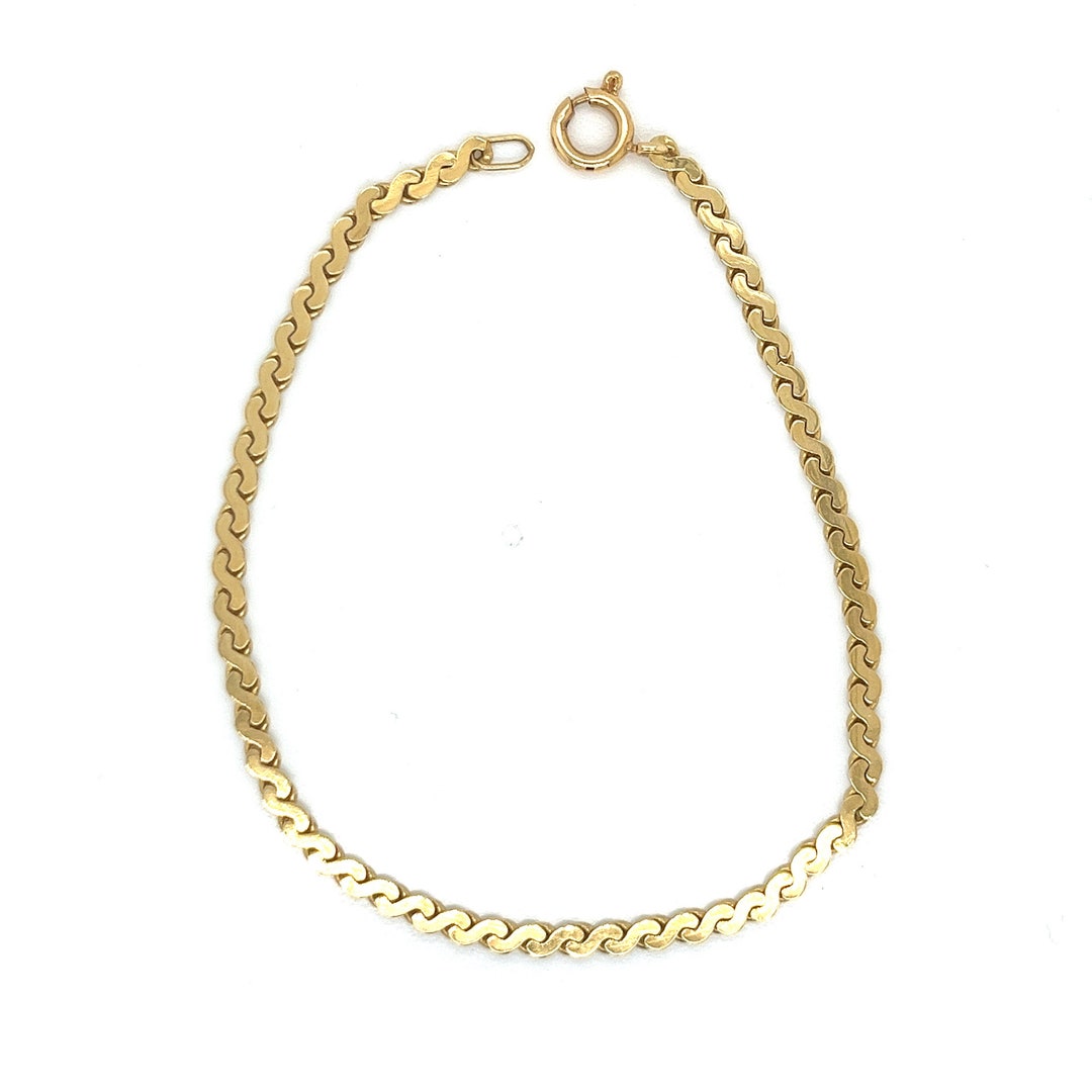 Vintage 18k Yellow Gold Snake Link Chain Bracelet - Etsy