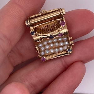 Vintage 14k Yellow Gold Typewriter With Pearl Keys Charm - Etsy