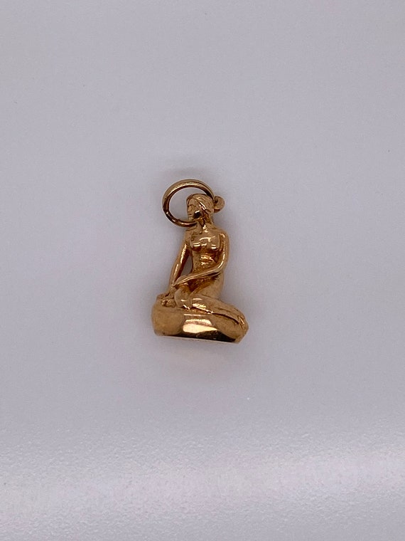 Vintage 14k yellow gold little mermaid charm, mermaid… - Gem