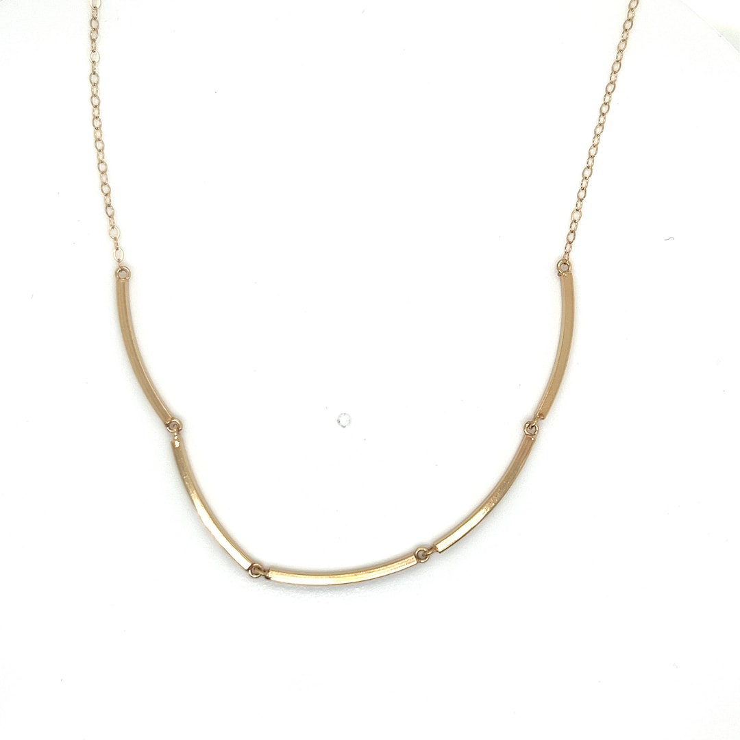 Vintage 14k Yellow Gold Bar Link Necklace - Etsy