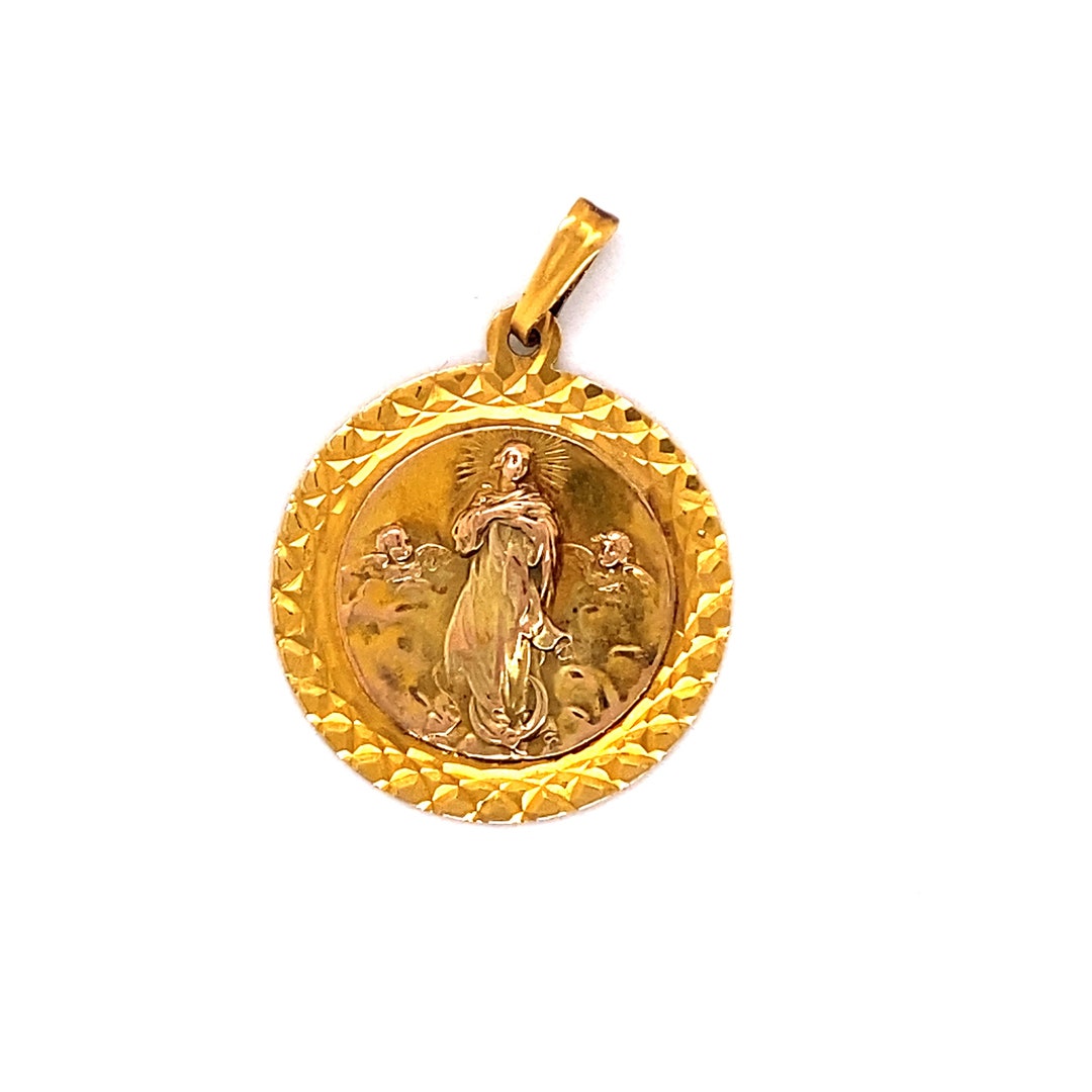 Vintage 14k Yellow Gold Round Lady of Guadalupe Medal Charm - Etsy