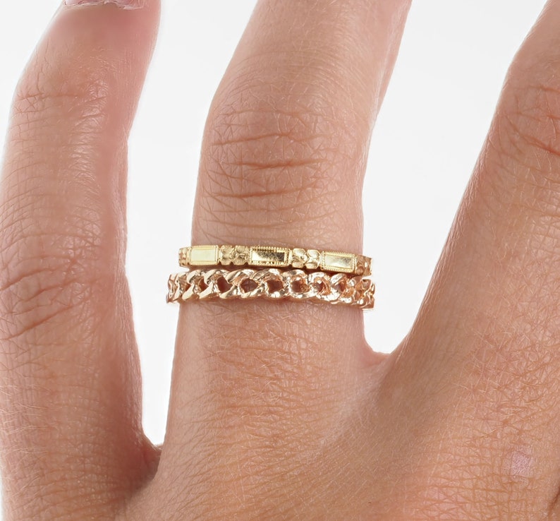 Vintage 1950s 14k Yellow Gold Chain Link Stackable Ring | Etsy