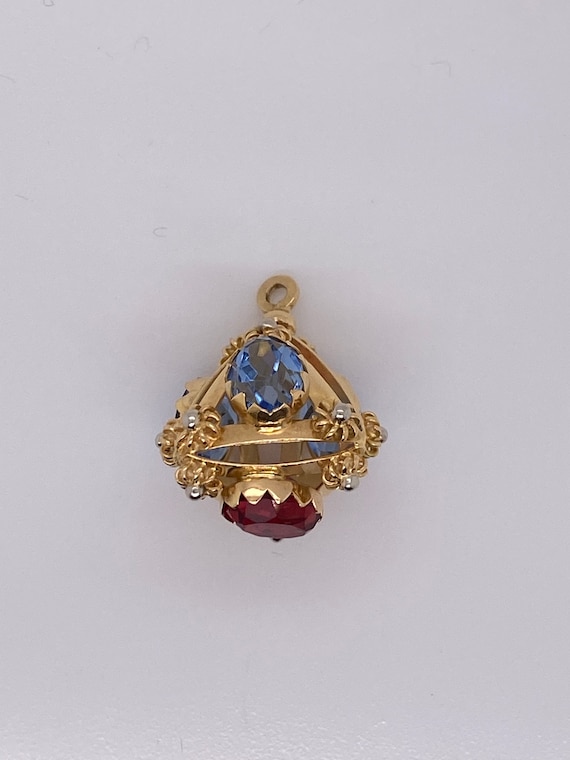 Vintage 18k yellow gold capsule amulet charm pendant - Gem