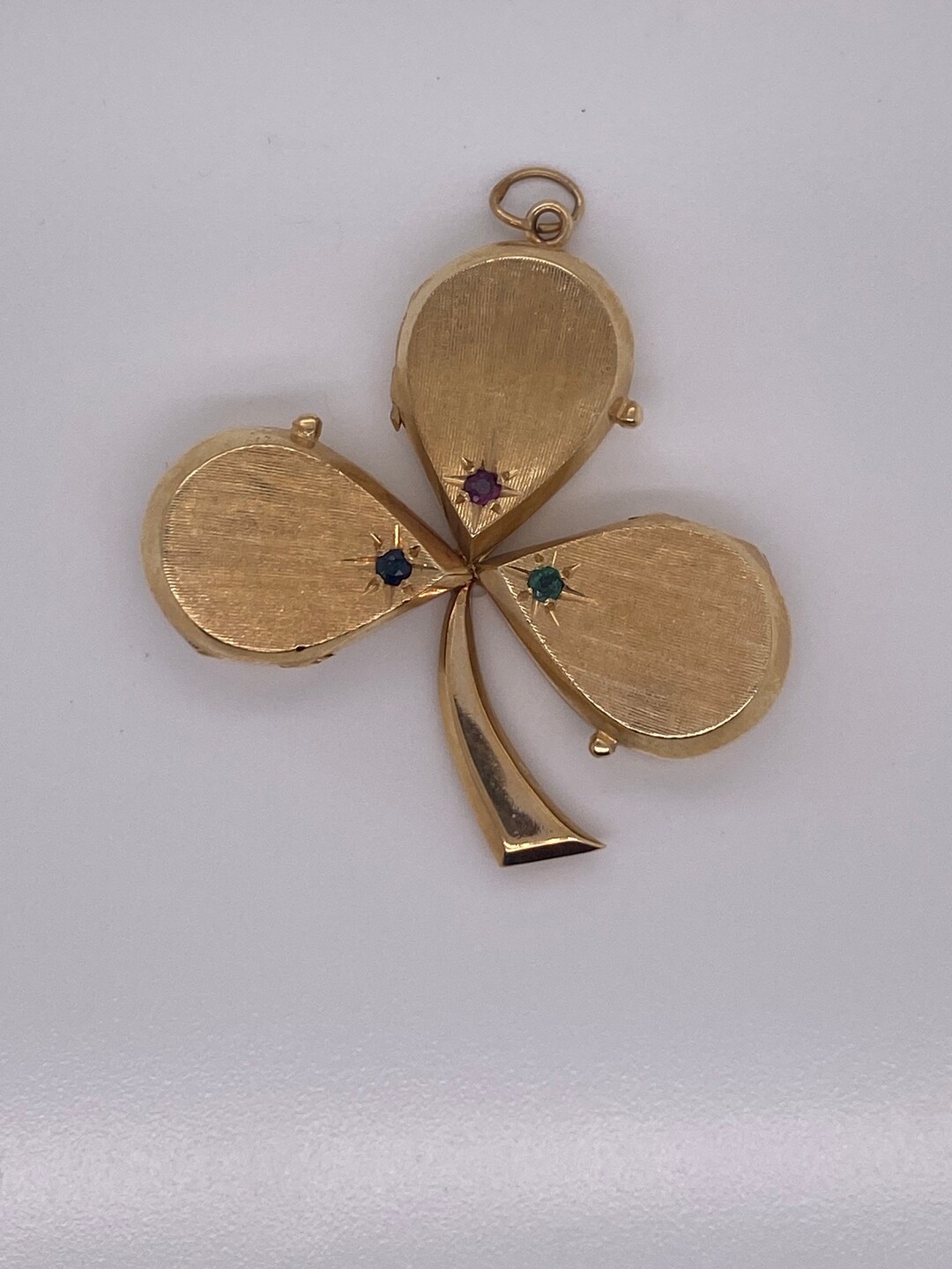 Vintage 14k Gold Shamrock Locket Charm: Emerald, Ruby, Sapphire - Etsy