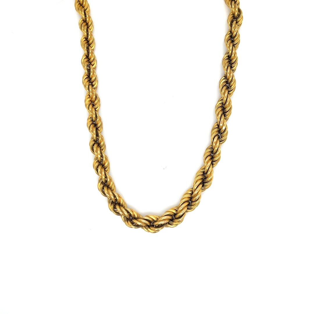 Vintage 18k Yellow Gold Graduate Hollow Rope Necklace - Etsy