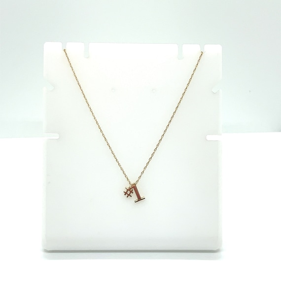 Vintage 14k yellow gold Number 1 Charm Pendant Neckla… - Gem