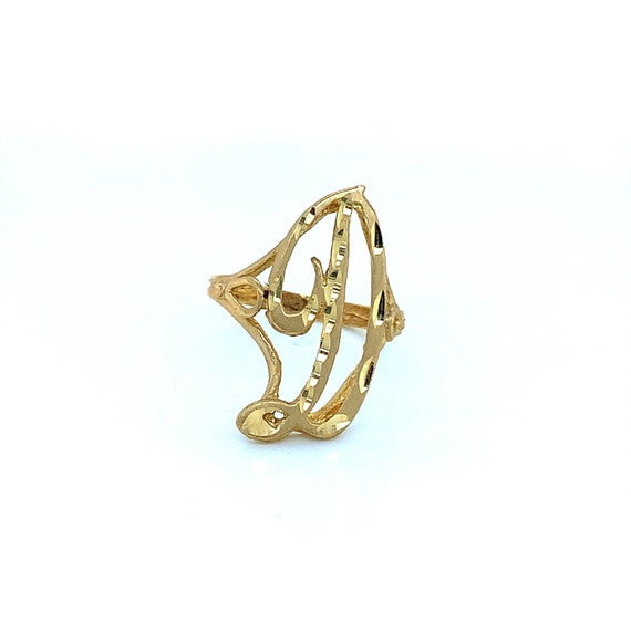 Vintage 14K Yellow Gold Initial D Signet Ring - Gem