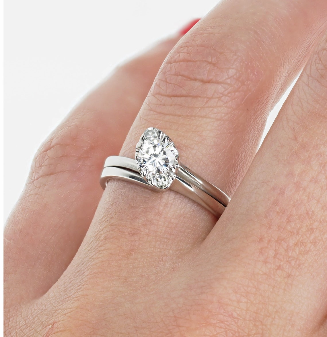 Vintage 1960's Diamond Engagement Ring and Wedding Band - Etsy