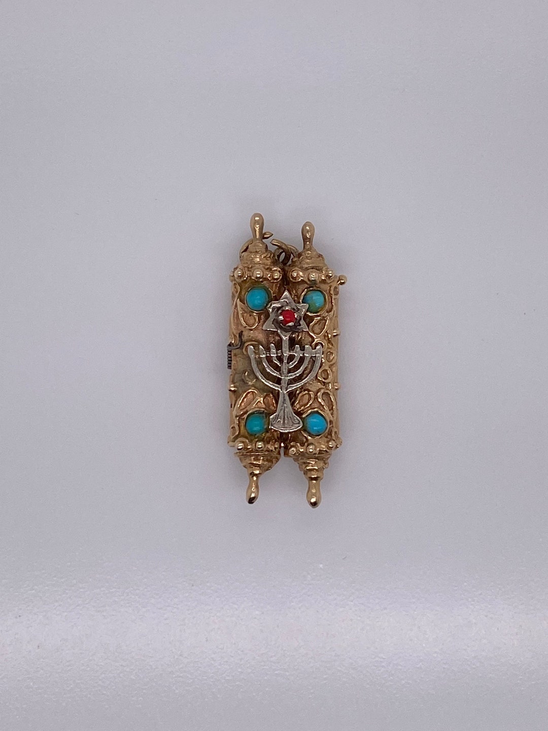Vintage 14k Yellow Gold Torah Scroll With Menorah Charm - Etsy