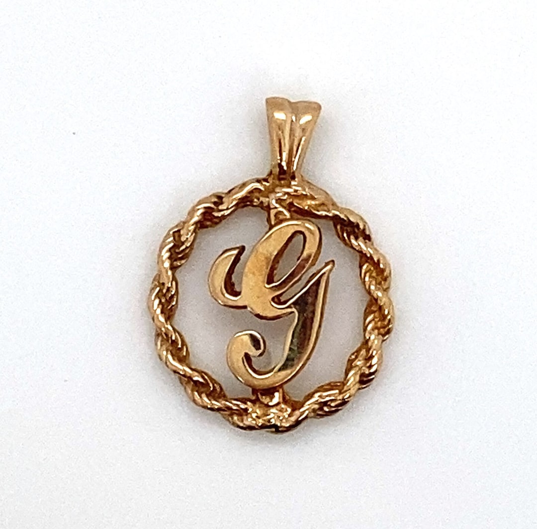 Vintage 14k Yellow Gold Cursive Initial G Pendant Charm - Etsy
