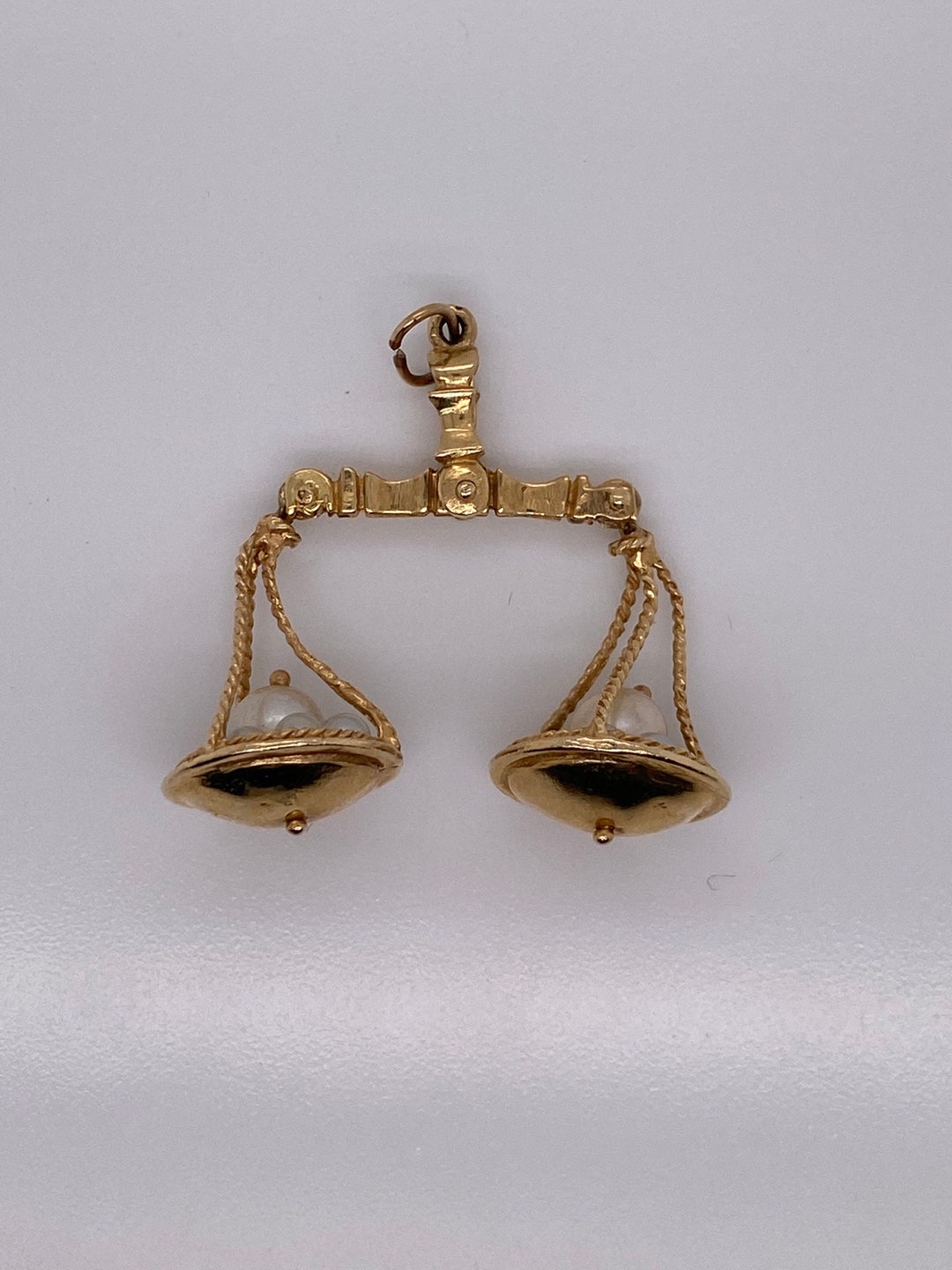 Vintage 14k Yellow Gold Libra Scales of Justice Charm With Pearls - Etsy