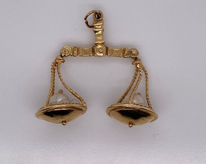 Vintage 14k Yellow Gold Libra Scales of Justice Charm With Pearls - Etsy