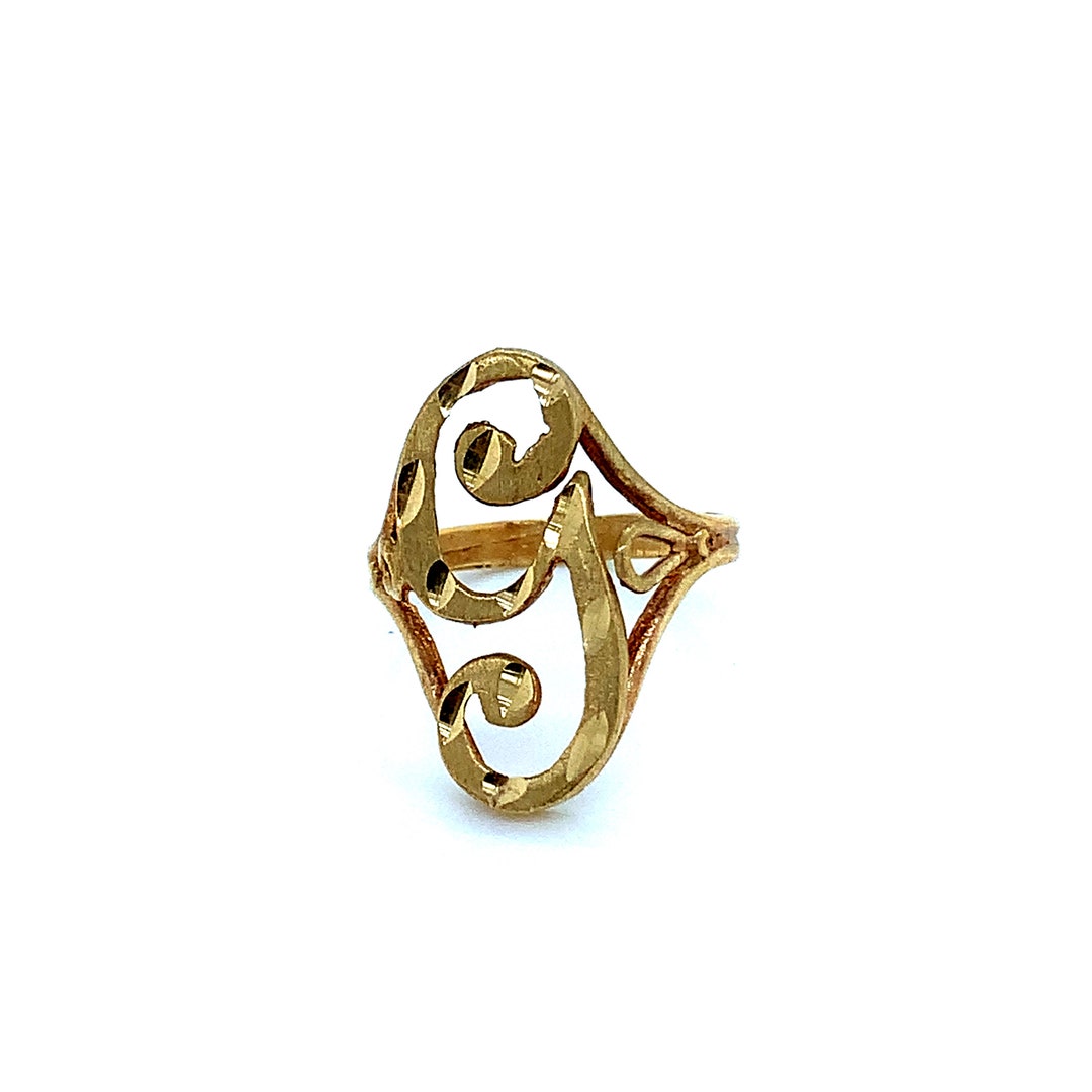 Vintage 14K Yellow Gold Initial G Signet Ring - Etsy