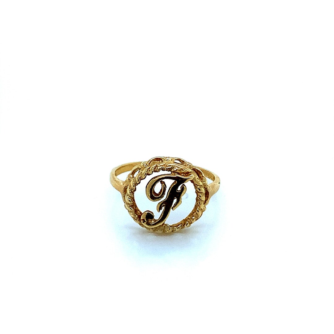 Vintage 14K Yellow Gold Initial F Signet Ring - Etsy