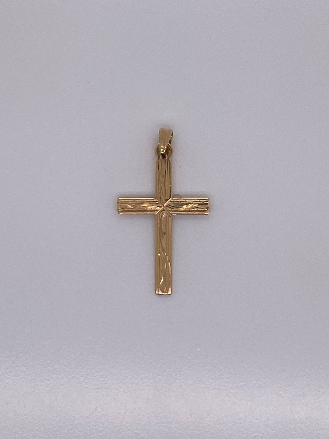 Vintage 14k Yellow Gold Engraved Cross - Etsy