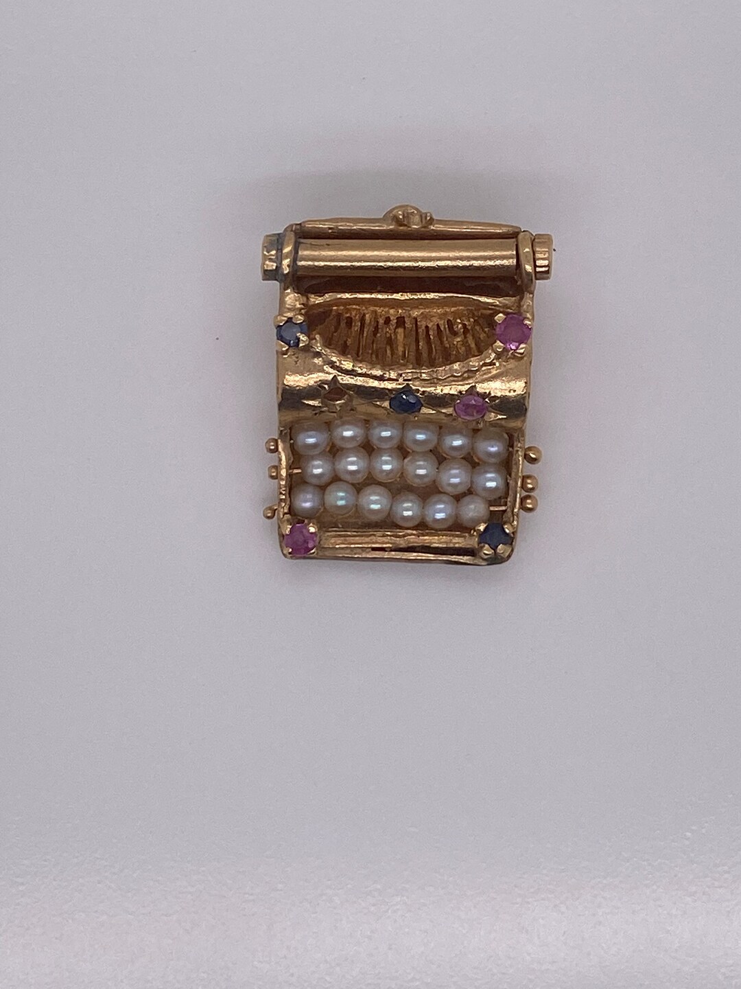Vintage 14k Yellow Gold Typewriter With Pearl Keys Charm - Etsy