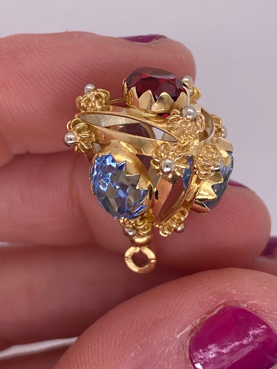 Vintage 18k yellow gold capsule amulet charm pendant - Gem
