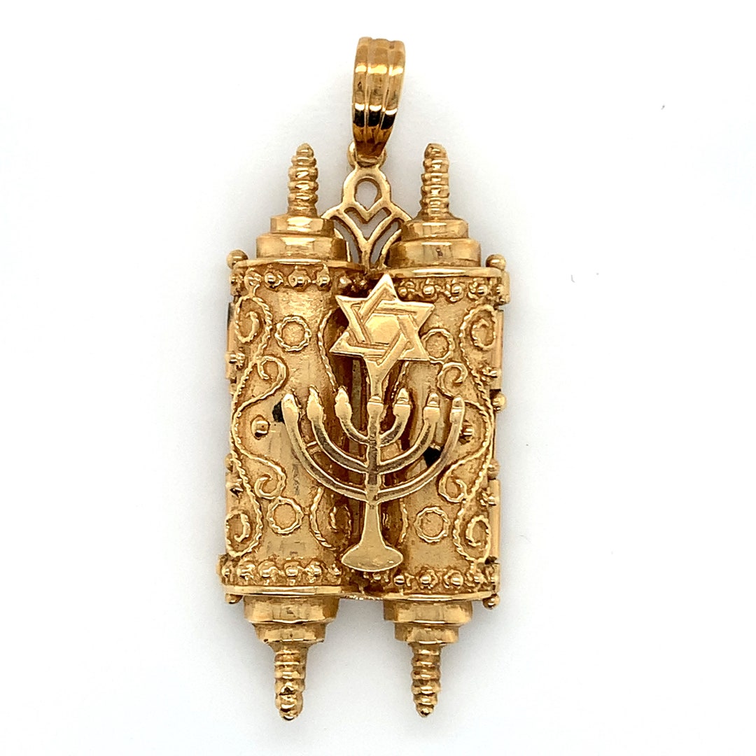Vintage 14K Yellow Gold Large Hebrew Torah Pendant Charm - Etsy
