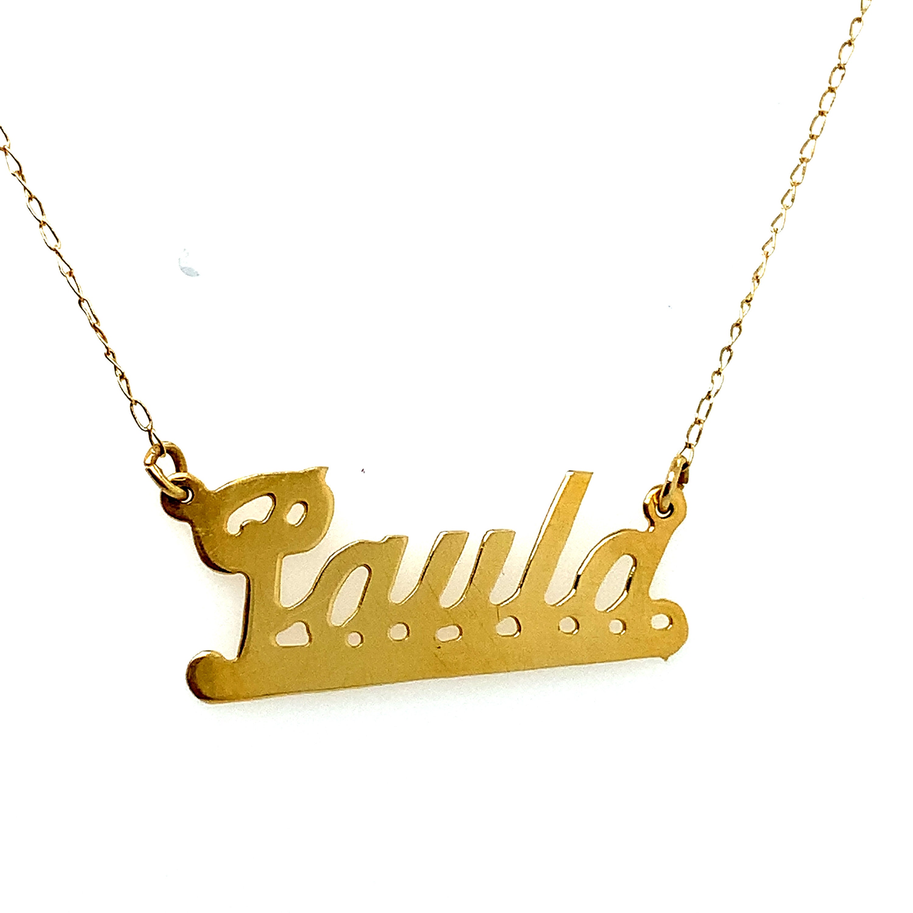 Vintage 14K Yellow Gold paula Script Name Charm - Etsy
