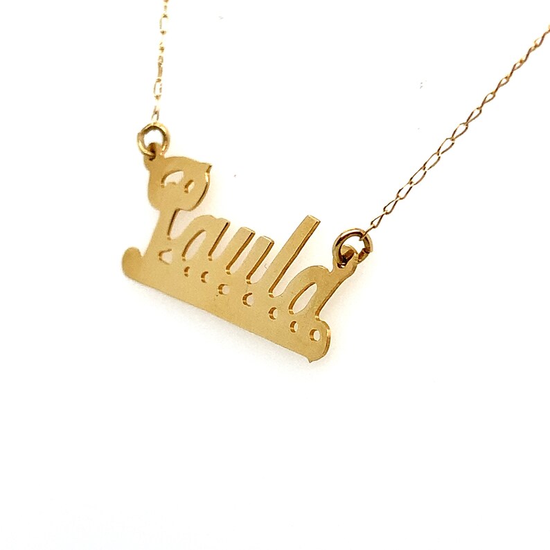 Vintage 14K Yellow Gold "paula" Script Name Charm Necklace - Etsy