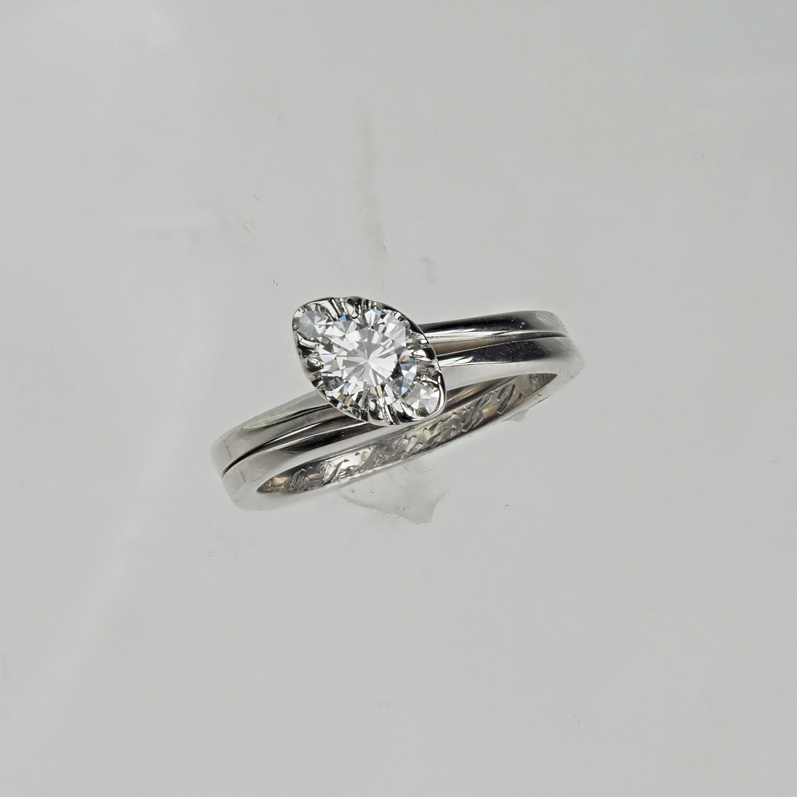 Vintage 1960's Diamond Engagement Ring and Wedding Band - Etsy