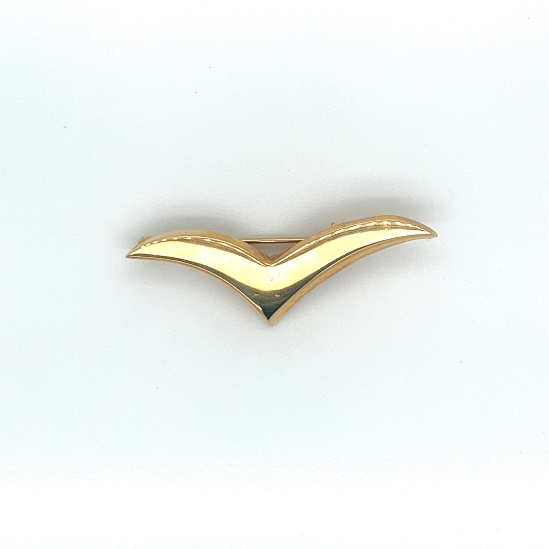 Vintage 14k Yellow Gold Wing Shaped Pin - Etsy