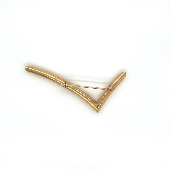 Vintage 14k yellow gold big gold check mark shaped pin - Gem