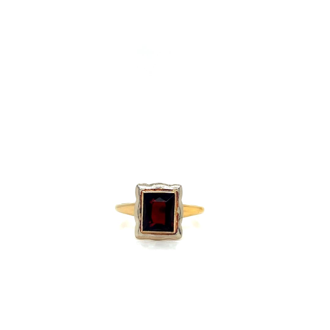 Vintage 1940's 10k Yellow Gold Square Red Stone Ring - Etsy