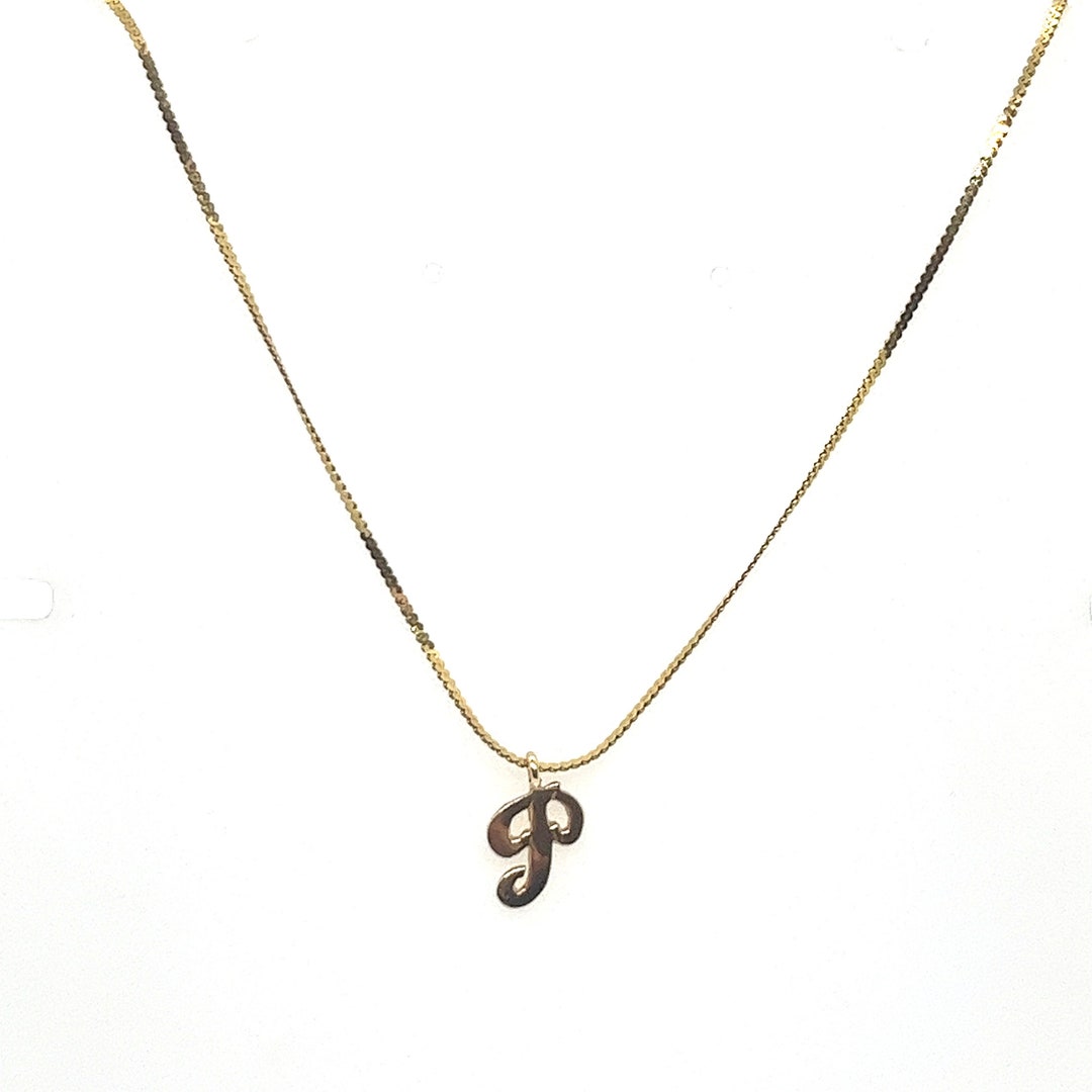 Vintage 14k Yellow Gold Script Letter P Charm Pendant Necklace - Etsy