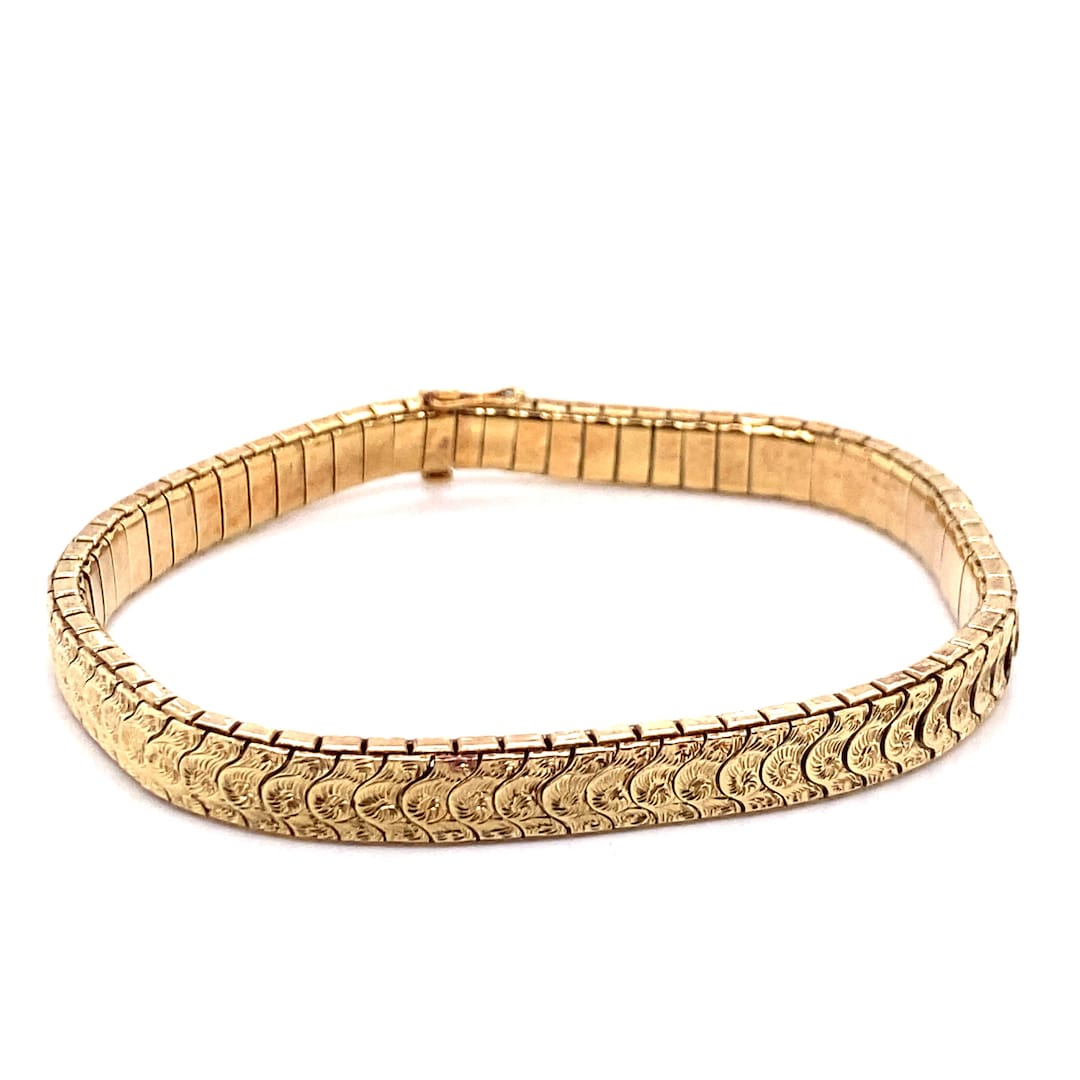 Vintage 14k Yellow Gold Snake Skin Style Bracelet - Etsy