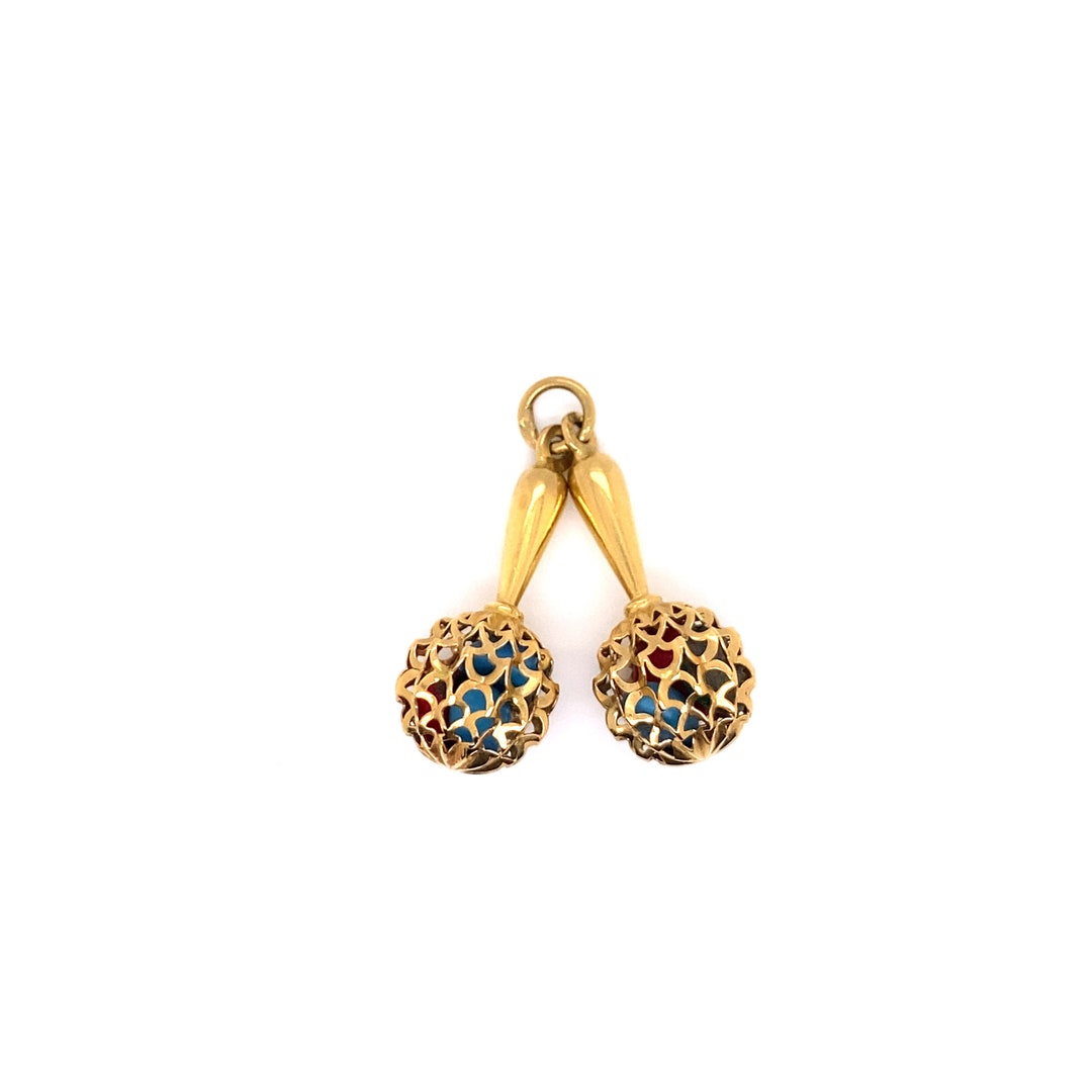 Vintage 18k Yellow Gold Pair of Maracas Charm - Etsy
