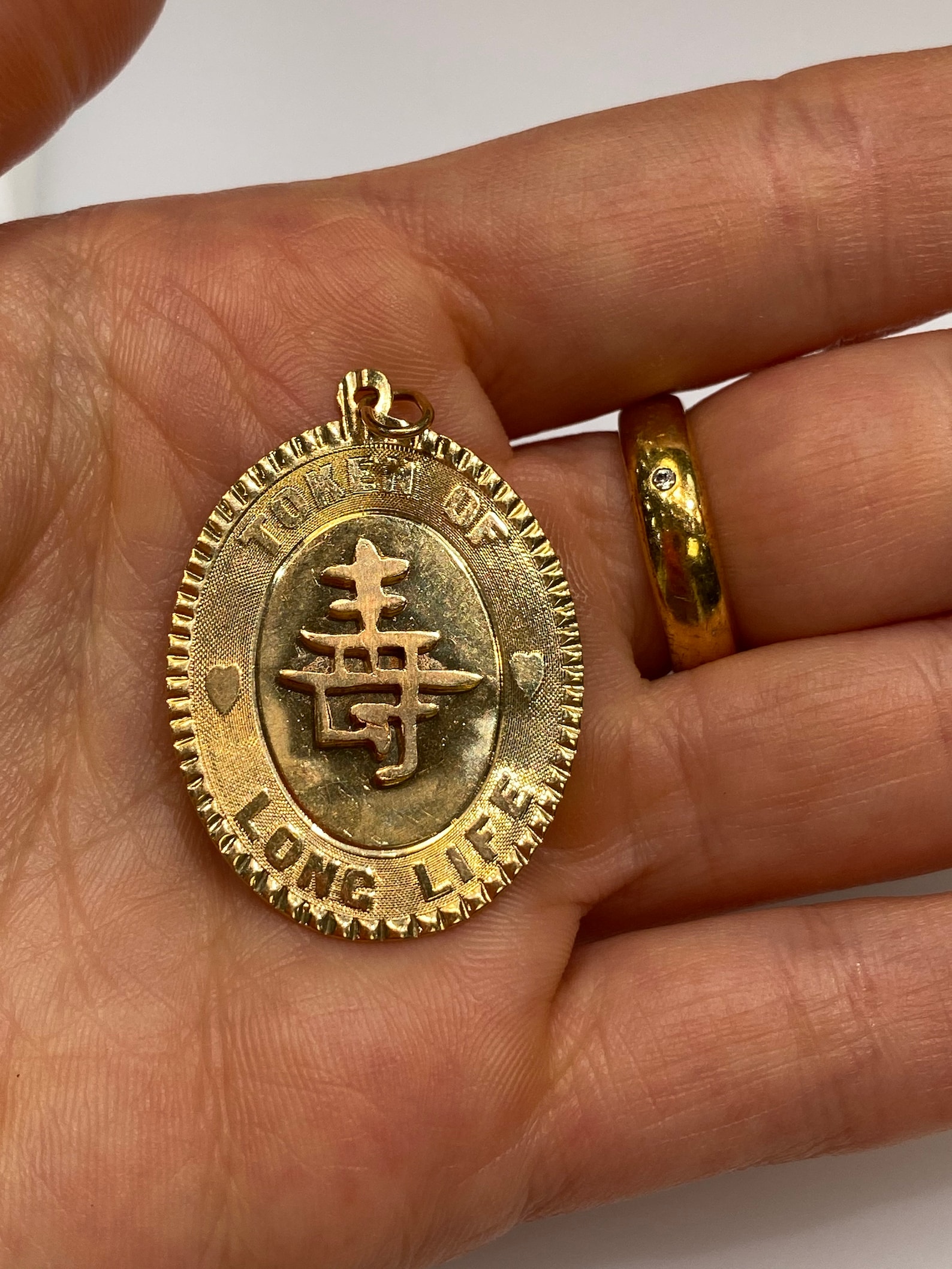 Vintage 14k Yellow Gold Chinese Symbol Token of Long Life - Etsy