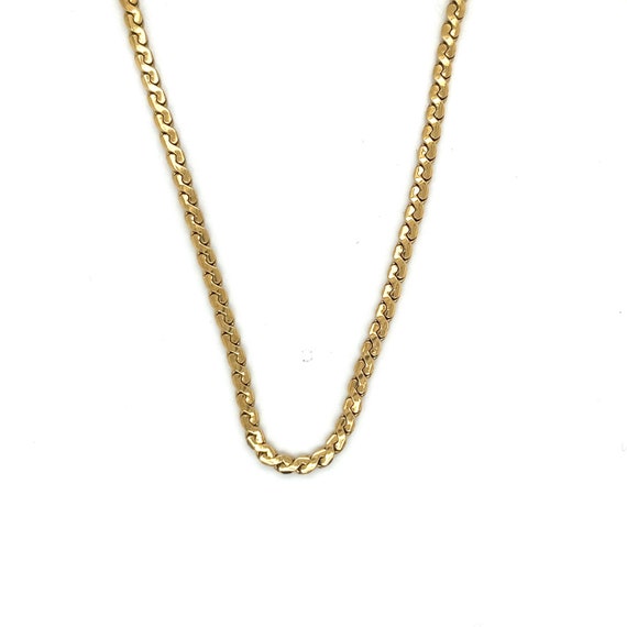 Vintage 18k Yellow Gold Italian Made 24 Flat s Link Chain Etsy