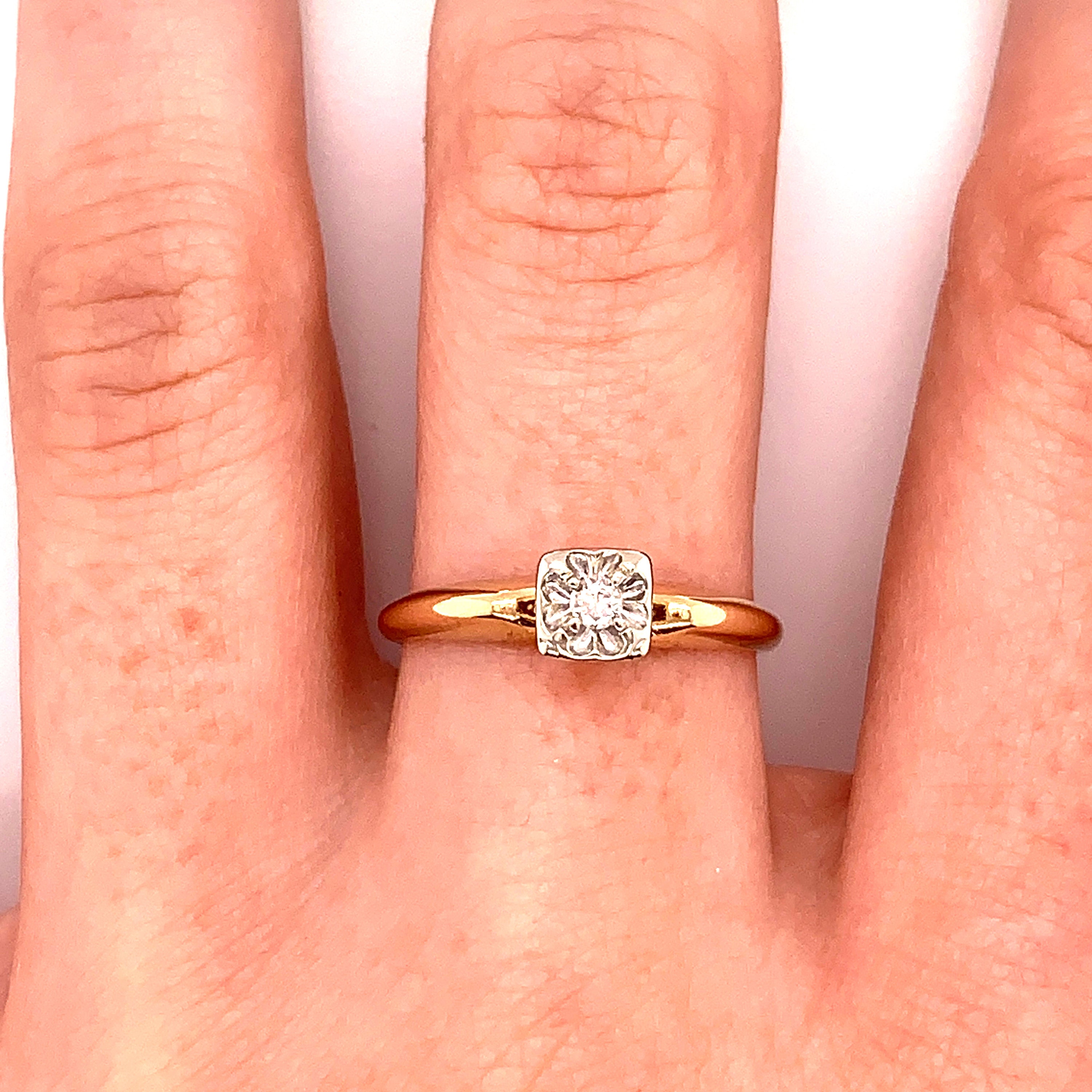 Vintage 1940's 14k yellow gold diamond illusion setting | Etsy