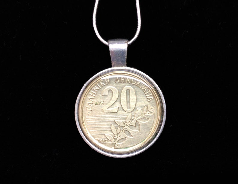 Greece twenty 20 Drachma Coin Necklace Greek - Etsy