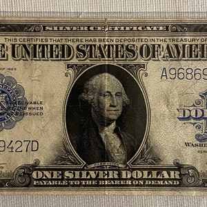 1923 Blue Seal Large One Dollar Bill Blue Seal 1 Dollar Note - Etsy