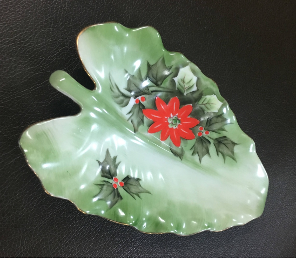 Lefton Limited Edition Hand Painted Leaf Dish 4394 Vintage Lefton ...