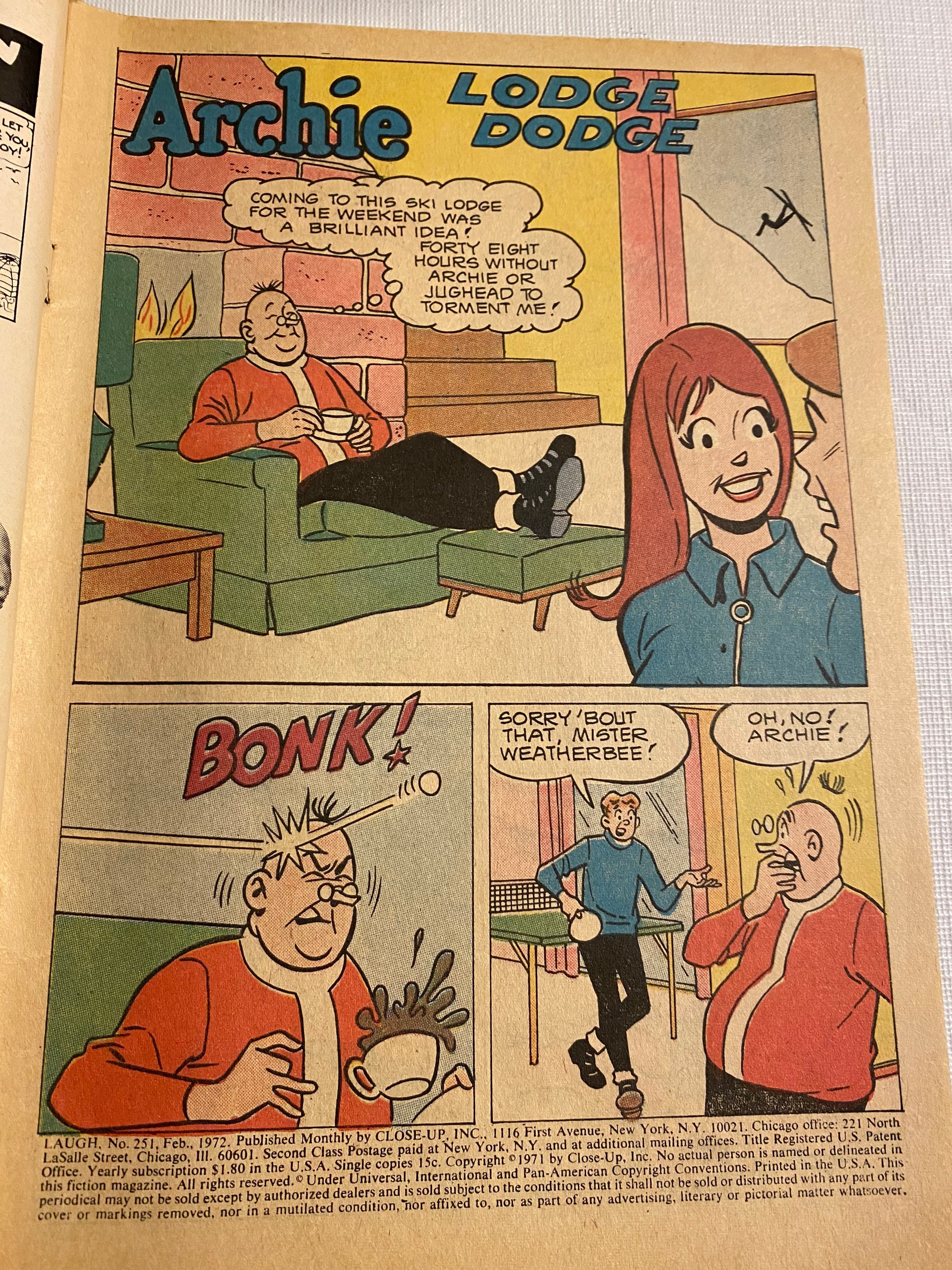 Archie Laugh Comic Book 1972 Archie Series No. 251; Vintage Archie ...