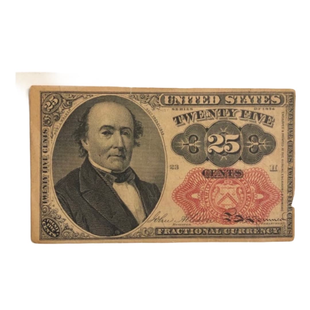 1874 Antique 25 Cent Note Unites States Fractional Currency; Twenty ...