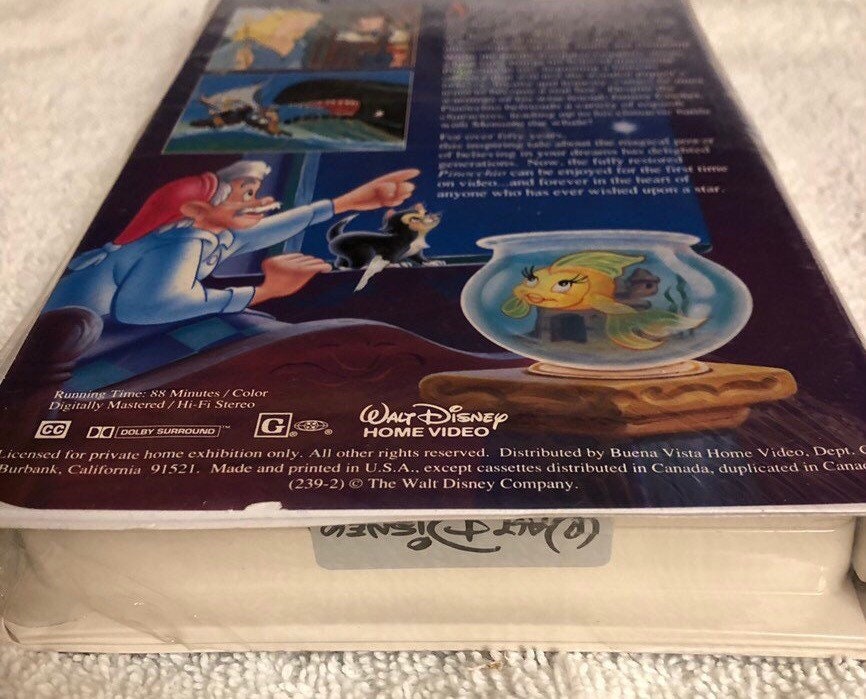 Vintage Walt Disney Masterpiece Pinocchio VHS #239; Black Diamond ...