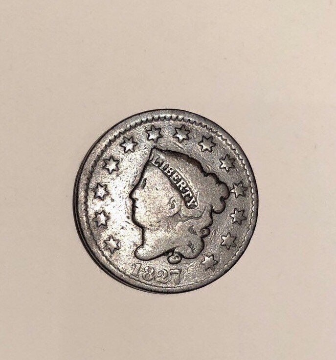 1827 Coronet Large Cent: 1800's Coins 1800's Penny Large One Cent ...