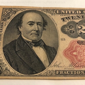 1874 Antique 25 Cent Note Unites States Fractional Currency; Twenty ...