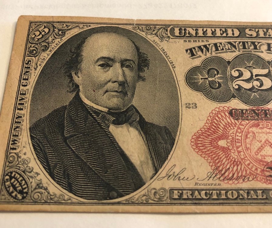 1874 Antique 25 Cent Note Unites States Fractional Currency; Twenty ...