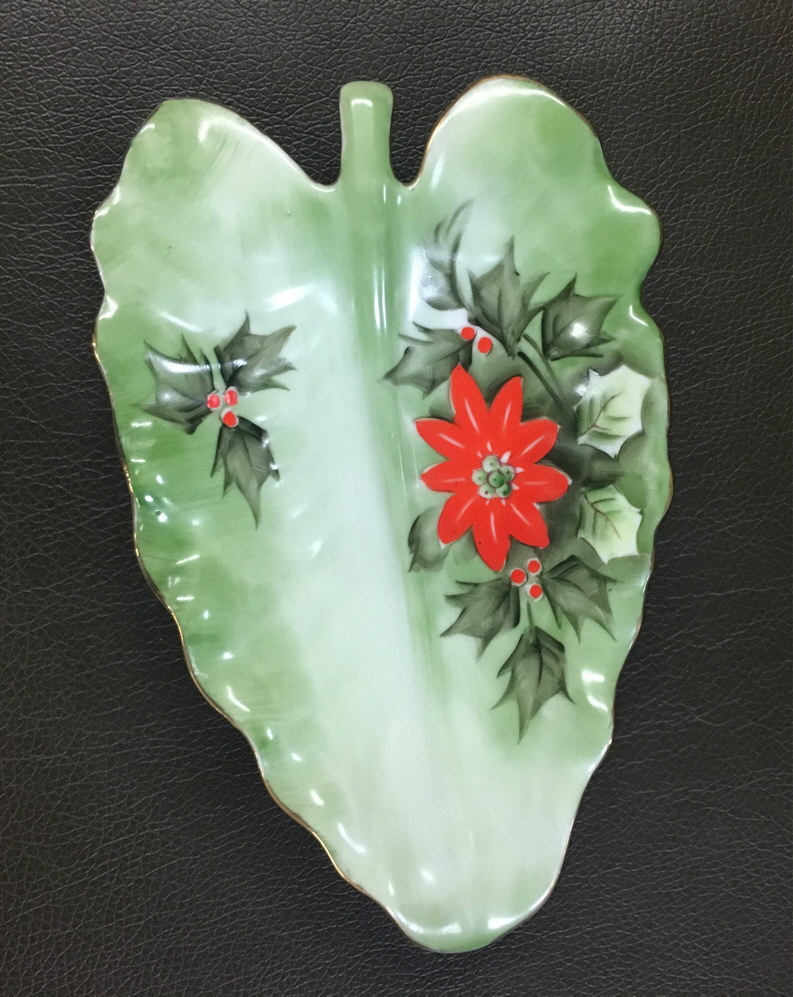 Lefton Limited Edition Hand Painted Leaf Dish 4394 Vintage Lefton ...