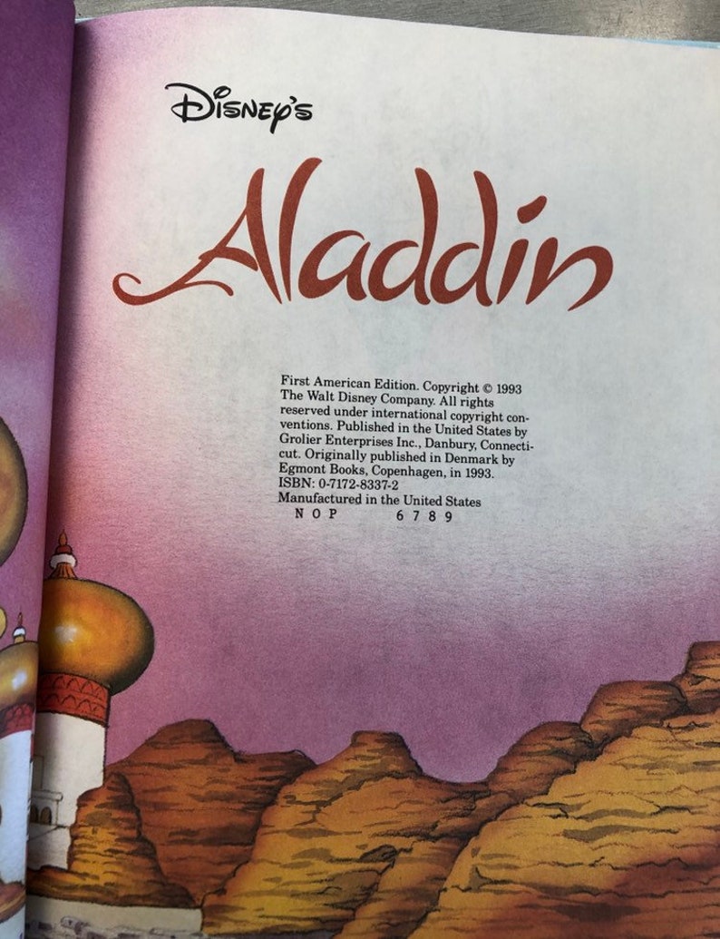 1993 Aladdin Disney Hardcover Book; Walt Disney Characters; Vintage ...