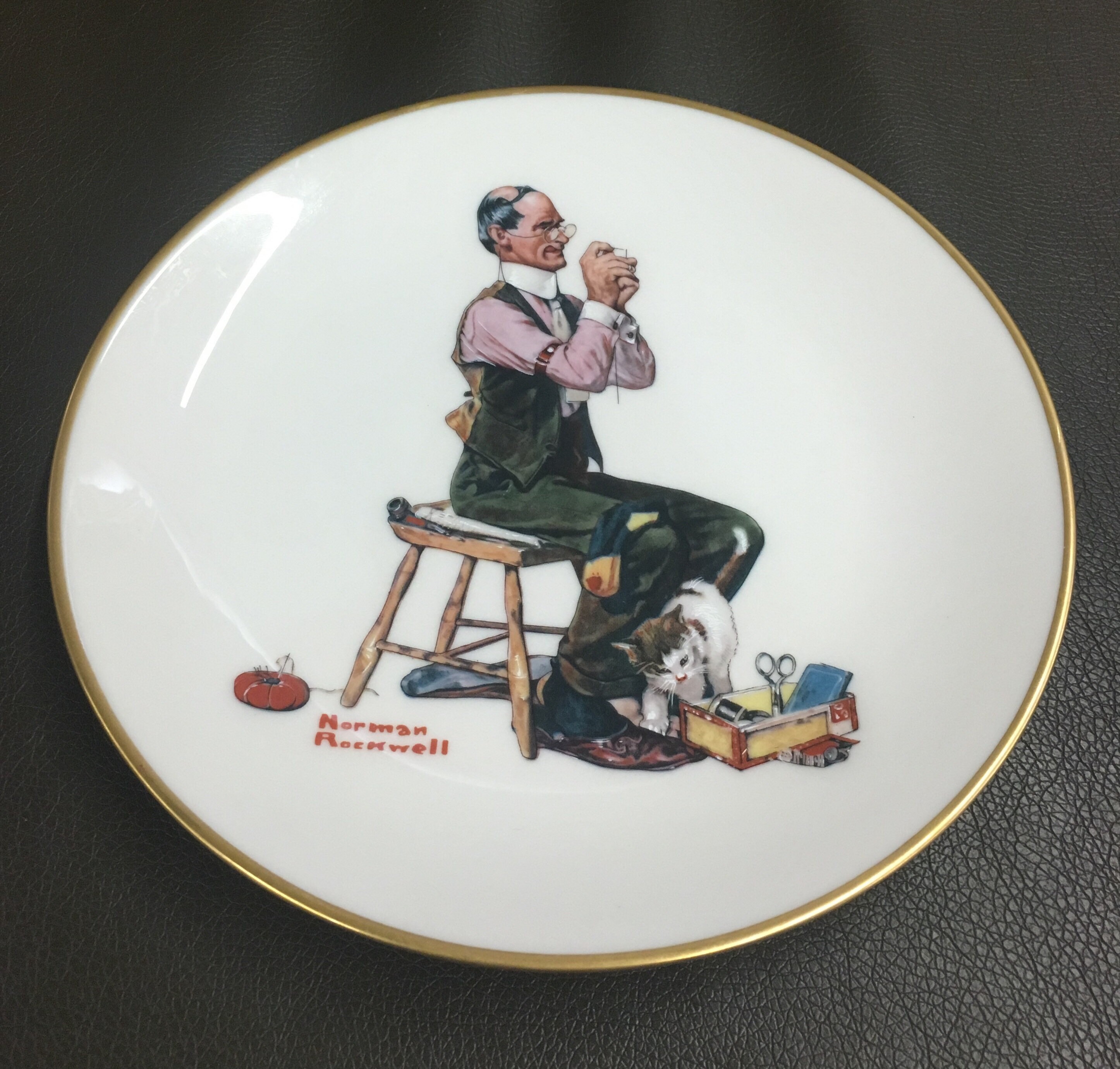 1978 Norman Rockwell man Threading a Needle Plate by Gorham the Danbury ...